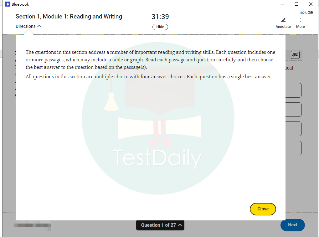 SAT机考模拟Bluebook软件体验：功能介绍/使用感受建议|附SAT真题备考资料免费下载领取！ | TestDaily厚朴优学